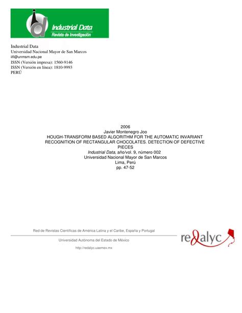 Pdf Hough Transform Based Algorithm For The Automatic Invariant Recognition Of Rectangular
