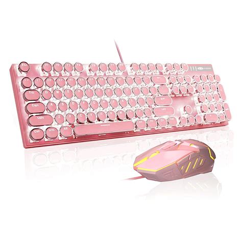 Amazon In Buy Magegee Pink Typewriter Mechanical Keyboard And Mouse Combo Online At Low Prices