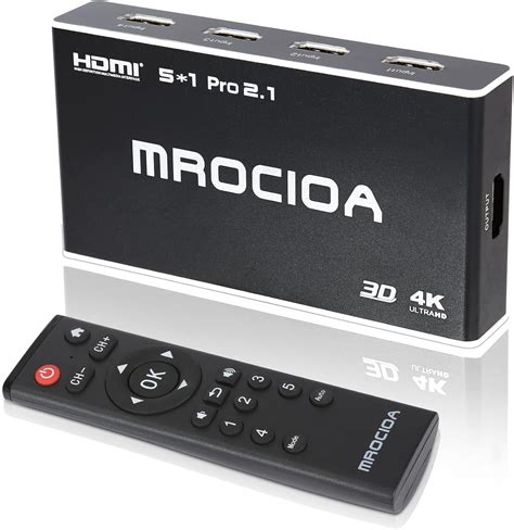 Mrocioa 8k 60hz Hdmi Switcher 4k 120hz 2 1 Hdmi Selector Switch With App Control 5 In 1 Out