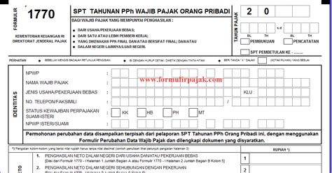 Download Formulir 1770 Spt Tahunan Pph Orang Pribadi Terbaru Excel Riset