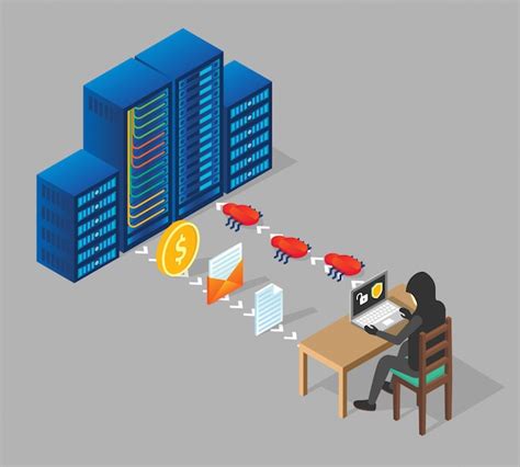 Premium Vector Hacking Server Vector Isometric Illustration