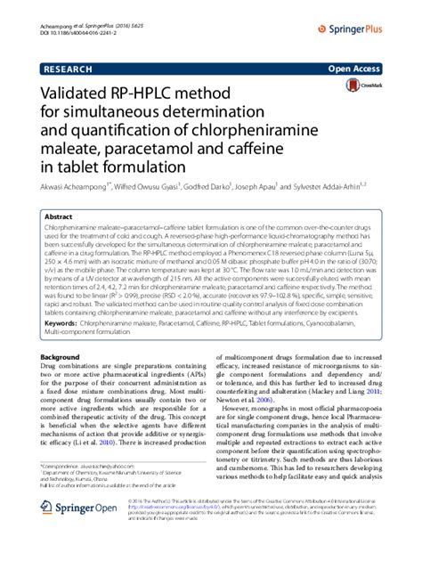 Pdf Validated Rp Hplc Method For Simultaneous Determination And Quantification Of