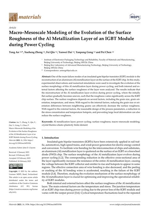 Pdf Macro Mesoscale Modeling Of The Evolution Of The Surface Roughness Of The Al Metallization