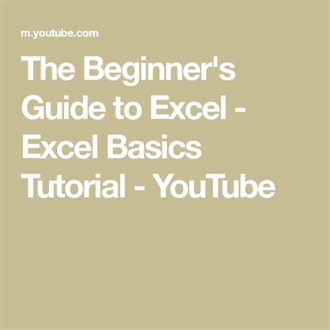 the beginner s guide to excel excel basics tutorial youtube