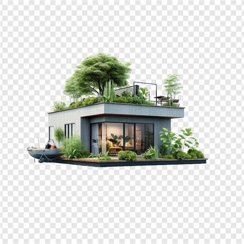 투명 한 배경에 고립 된 떠 있는 집 무료 Psd 파일