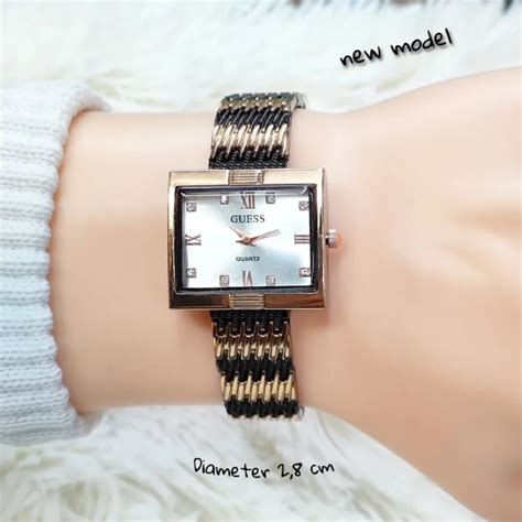 Jam Tangan Wanita Dewasa Analog Rantai Keramik Anti Karat Segi Kecil Diameter 2 8 CM Jam Tangan