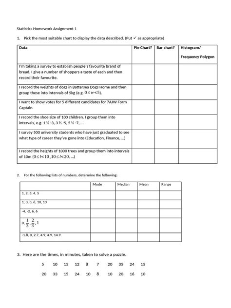 Igcse Statistics Homework Assignment 1 Pdf