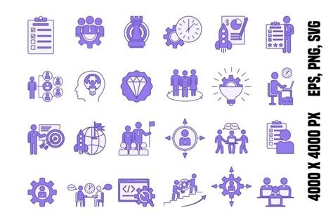 Colored Set Of Management Icons