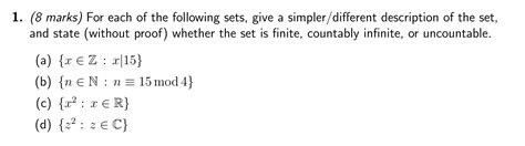 Solved 1 8 Marks For Each Of The Following Sets Give A