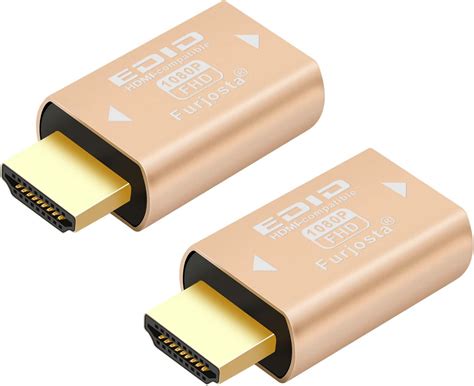 Furjosta Hdmi Edid Emulator Pass Through 1080 Adapter Ultra Thin Aluminum Fit