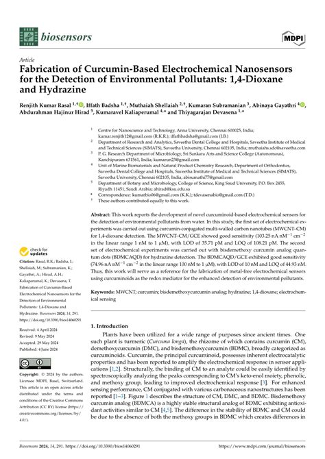 Pdf Fabrication Of Curcumin Based Electrochemical Nanosensors For The Detection Of