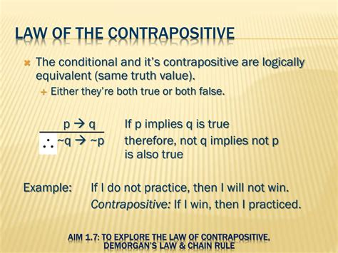 Ppt Aim 17 To Explore The Law Of Contrapositive Demorgans Law And Chain Rule Powerpoint