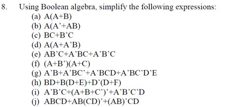 Solved Using Boolean Algebra Simplify The Following Chegg