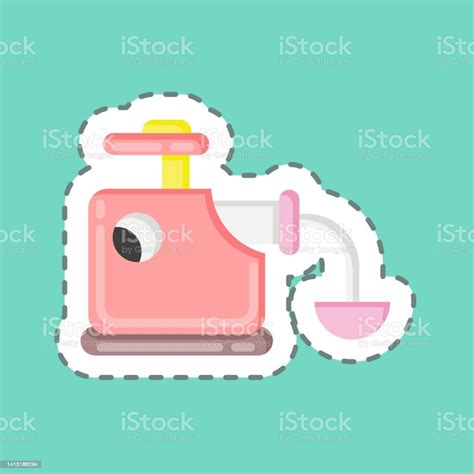 스티커 라인 컷 Mincer 주방 가전 기호에 적합합니다 편집 가능한 간단한 디자인 디자인 템플릿 벡터 간단한 그림 가정 생활에 대한 스톡 벡터 아트 및 기타 이미지