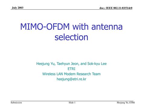 Ppt Mimo Ofdm With Antenna Selection Powerpoint Presentation Free Download Id9219313