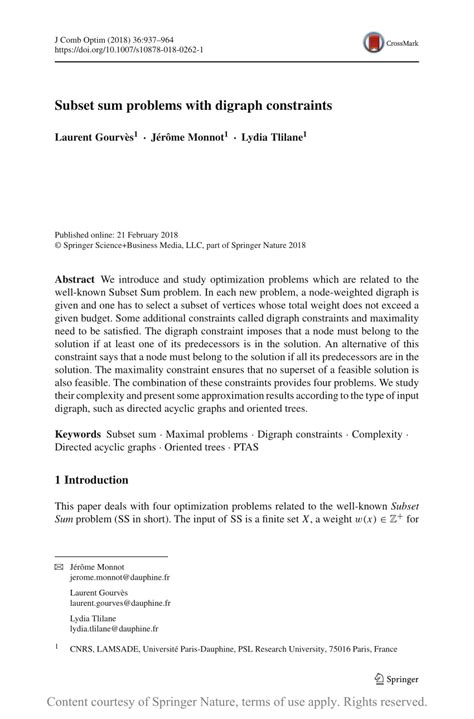 subset sum problems with digraph constraints request pdf