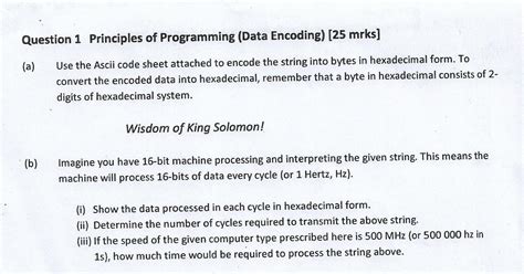 Solved Question Principles Of Programming Data Encoding Chegg