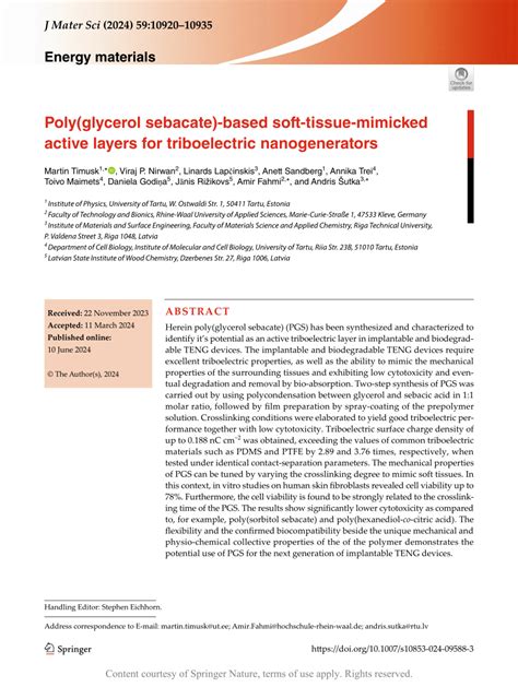 Pdf Polyglycerol Sebacate Based Soft Tissue Mimicked Active Layers
