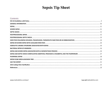 Tip Sheet Sepsis Legacy Medical Billing And Coding Website