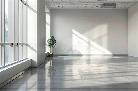 Office With Large Windows And Diffuse Light Stock Image Image Of