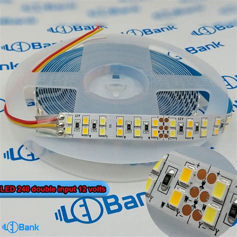 ریسه ال ای دی 12 ولت دوبل تراکم 240 در متر 3 رنگ سه سیم ال ای دی بانک