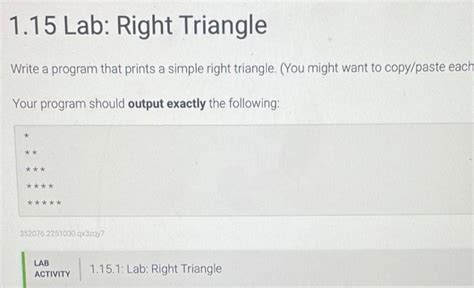 Solved 115 Lab Right Triangle Write A Program That Prints