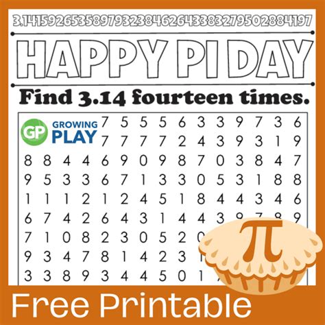 pi word search free printable growing play
