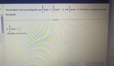 Solved The Functions F ﻿and G ﻿are Integrable And