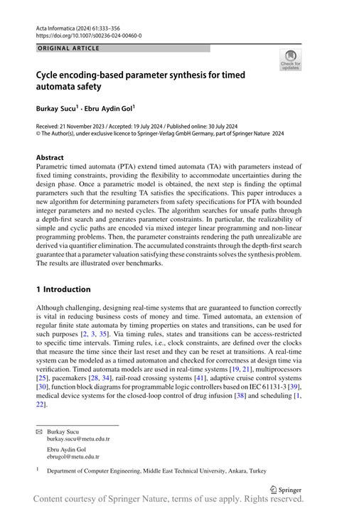 Cycle Encoding Based Parameter Synthesis For Timed Automata Safety