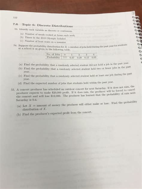 Solved Topic Discrete Distributions Identify Each Chegg