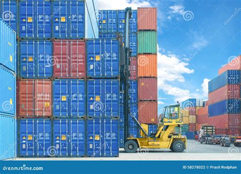 Forklift Handling Container Box Loading To Truck Royalty Free Stock Forklift Handling Container Box Loading To Truck Royalty Free Stock