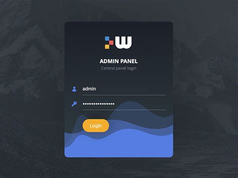 Admin Panel Login Screen