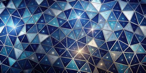 Abstract Geometric Structure With Illuminated Triangular Facets And Celestial Pattern