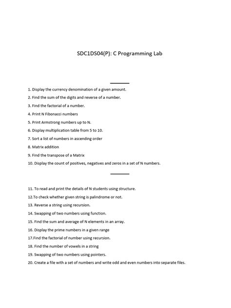 Sdc1ds04 P C Programming Lab Pdf