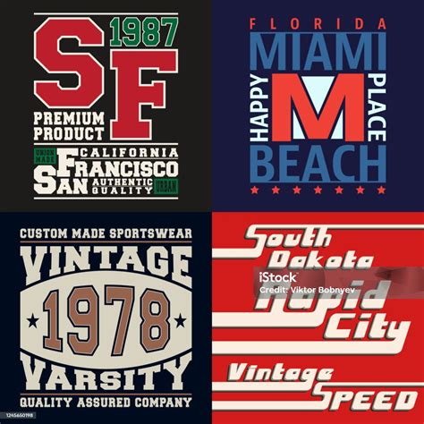 티셔츠 스탬프 티 아플리케 패션 타이포그래피 배지 라벨 의류 청바지 및 캐주얼 웨어를위한 빈티지 디자인 프린트 세트 벡터 일러스트레이션 컴퓨터 글자에 대한 스톡 벡터 아트