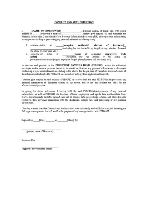 Consent Formfor Credit Verification 11 Pdf