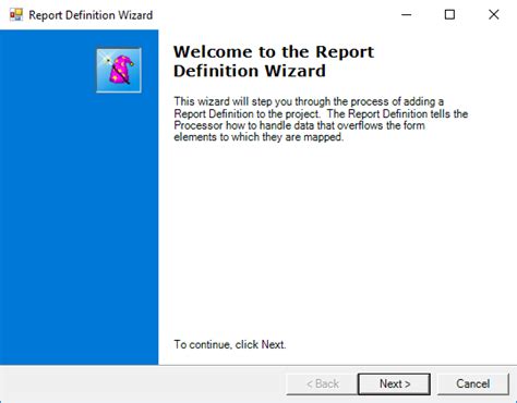 Using The Report Definition Wizard