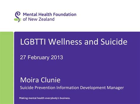 Lgbtti Wellness And Suicide Moira Clunie Ppt