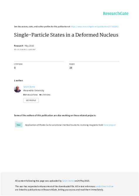 Pdf Single Particle States In A Deformed Nucleus