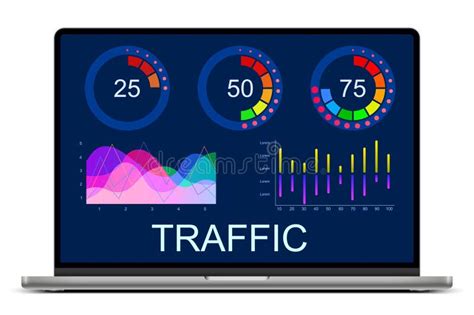 Colorful Website Traffic Metrics On Laptop Screen Seo Visitors