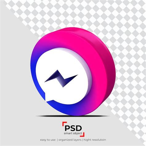 Иконка мессенджера с высоты птичьего полета лучший 3d рендеринг на прозрачном фоне Премиум Psd