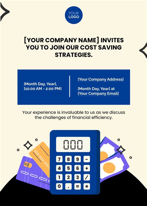 Free Cost Saving Strategies Discussion Invitation Card Template To Edit Online