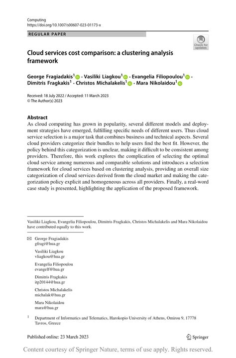 Pdf Cloud Services Cost Comparison A Clustering Analysis Framework