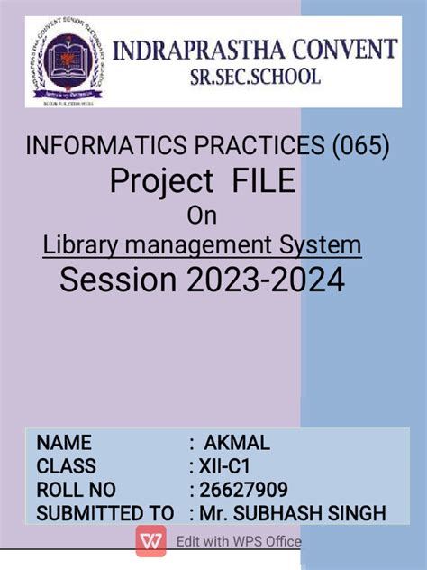 Class 12 Project Filelibrary Management System Project No 4 1