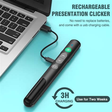 Presentation Clicker Green Rechargeable Wireless