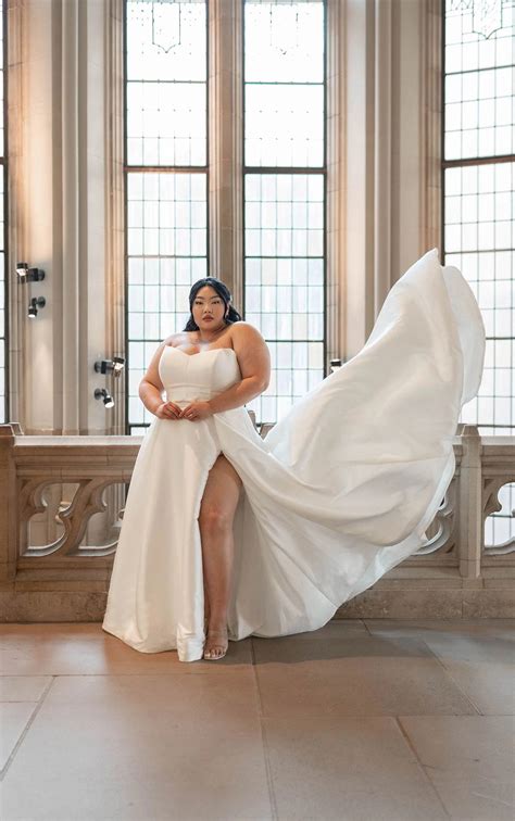 Plus Size Simple Silk A Line Wedding Dress True Society Bridal