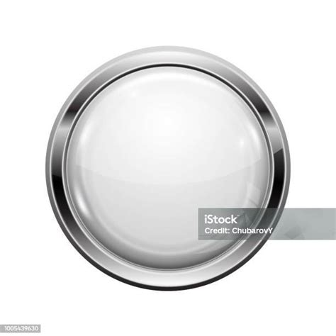 크롬 프레임 화이트 버튼입니다 라운드 유리 반짝 3d 아이콘 0명에 대한 스톡 벡터 아트 및 기타 이미지 0명 3차원 형태 강철 Istock