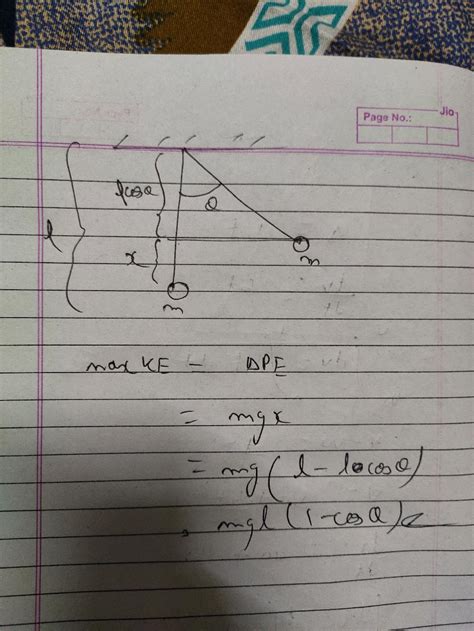 Ou A Simple Pendulum Of Length Has Maximum Angular Displacement O Then