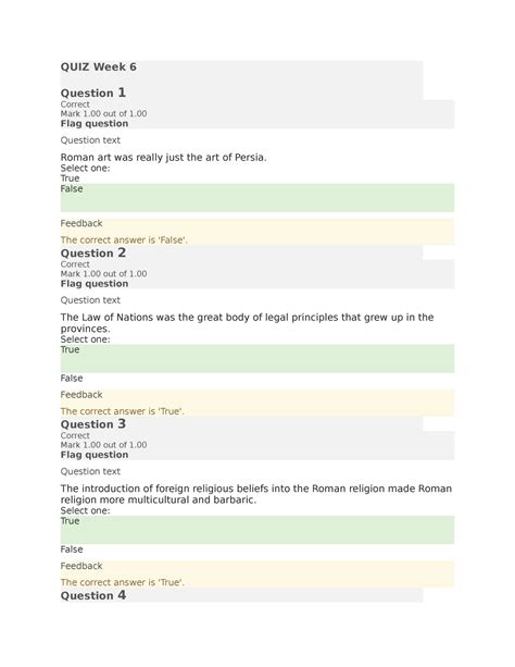QUIZ Week 6 Quiz Week 6 QUIZ Week 6 Question 1 Correct Mark 1 Out Of 1 Flag Question