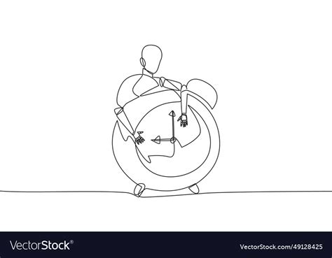 Continuous One Line Drawing Robotic Hugging Alarm Vector Image